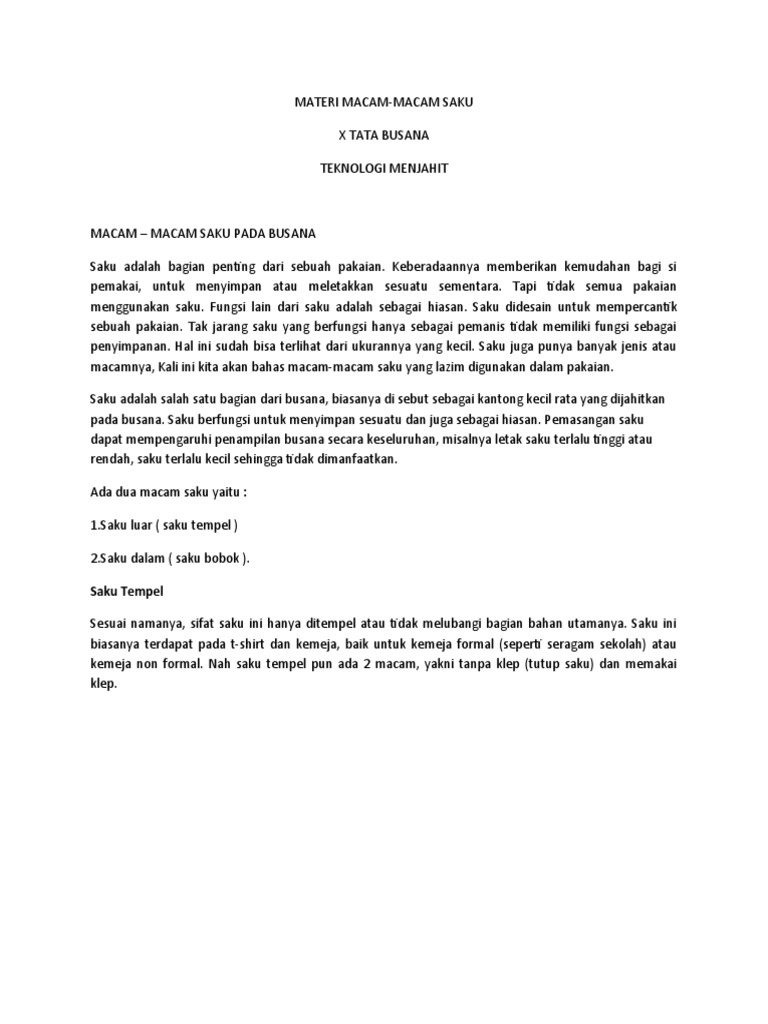 MATERI Macam-Macam Saku | PDF