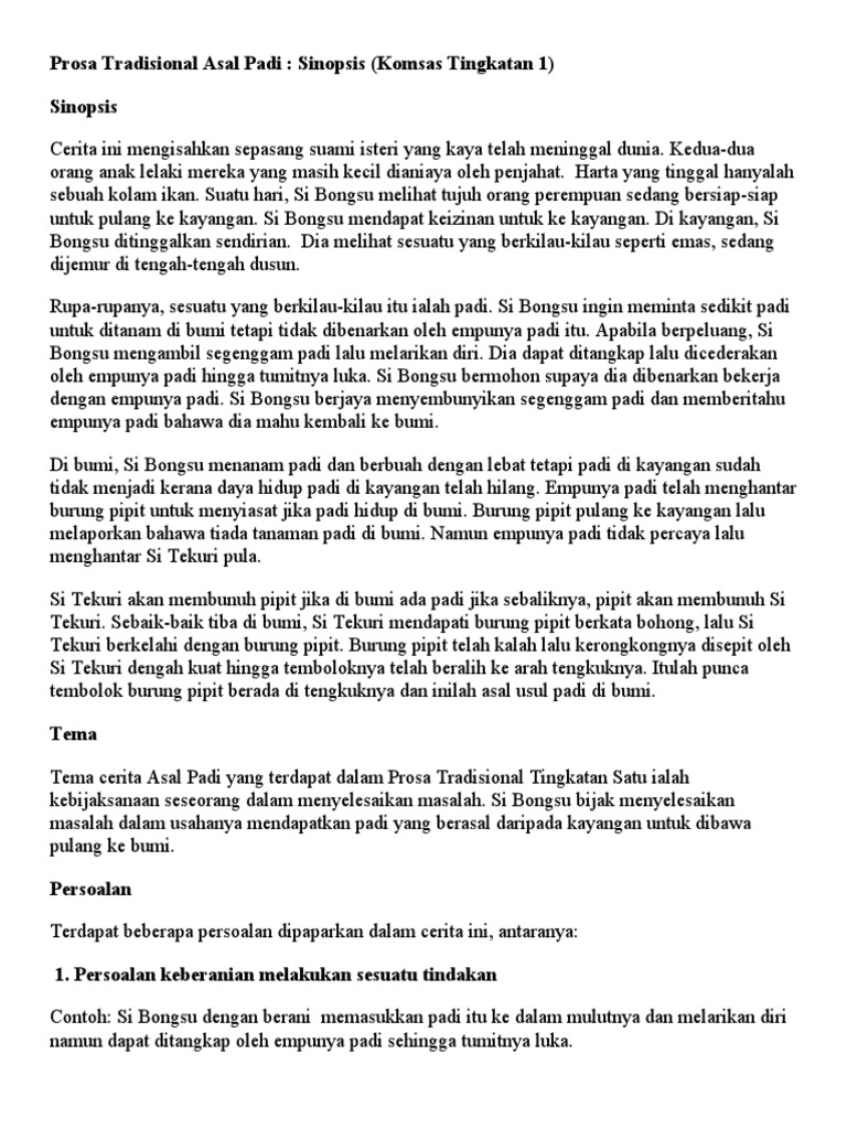 Prosa Tradisional Asal Padi | PDF