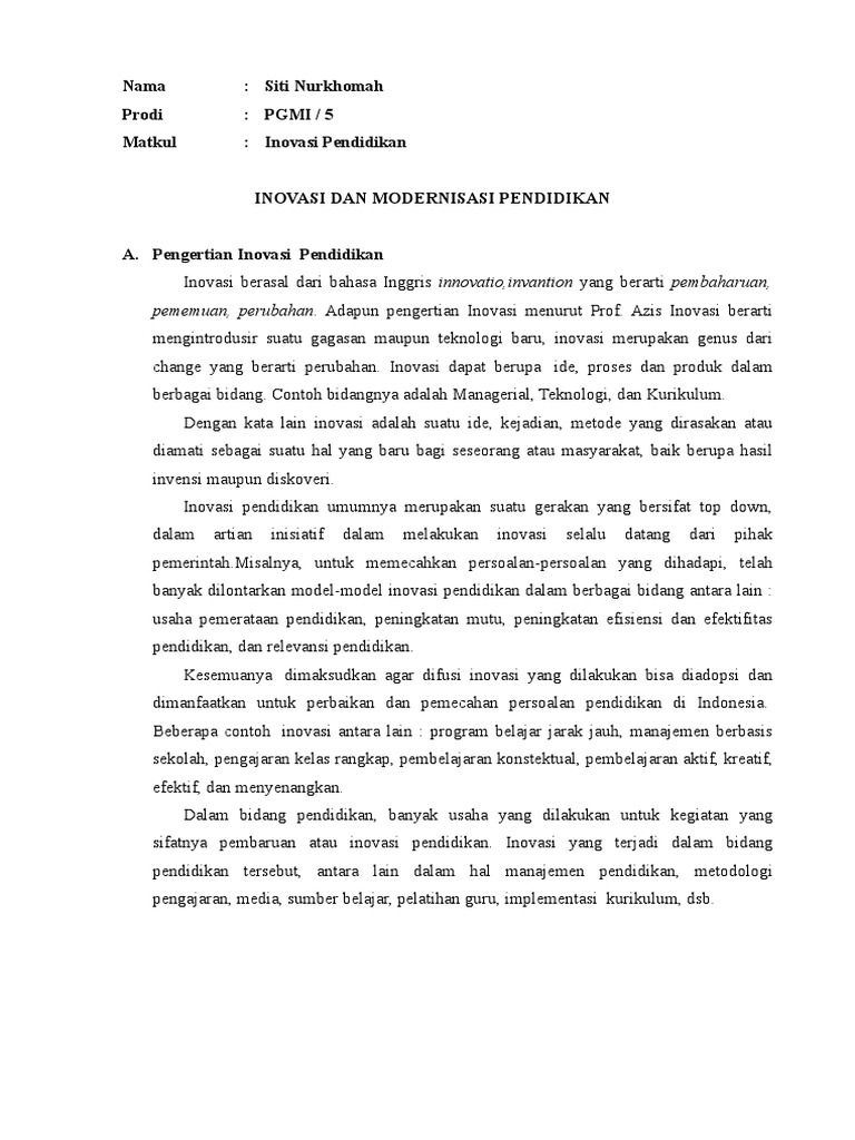 Inovasi Dan Modernisasi Pendidikan | PDF