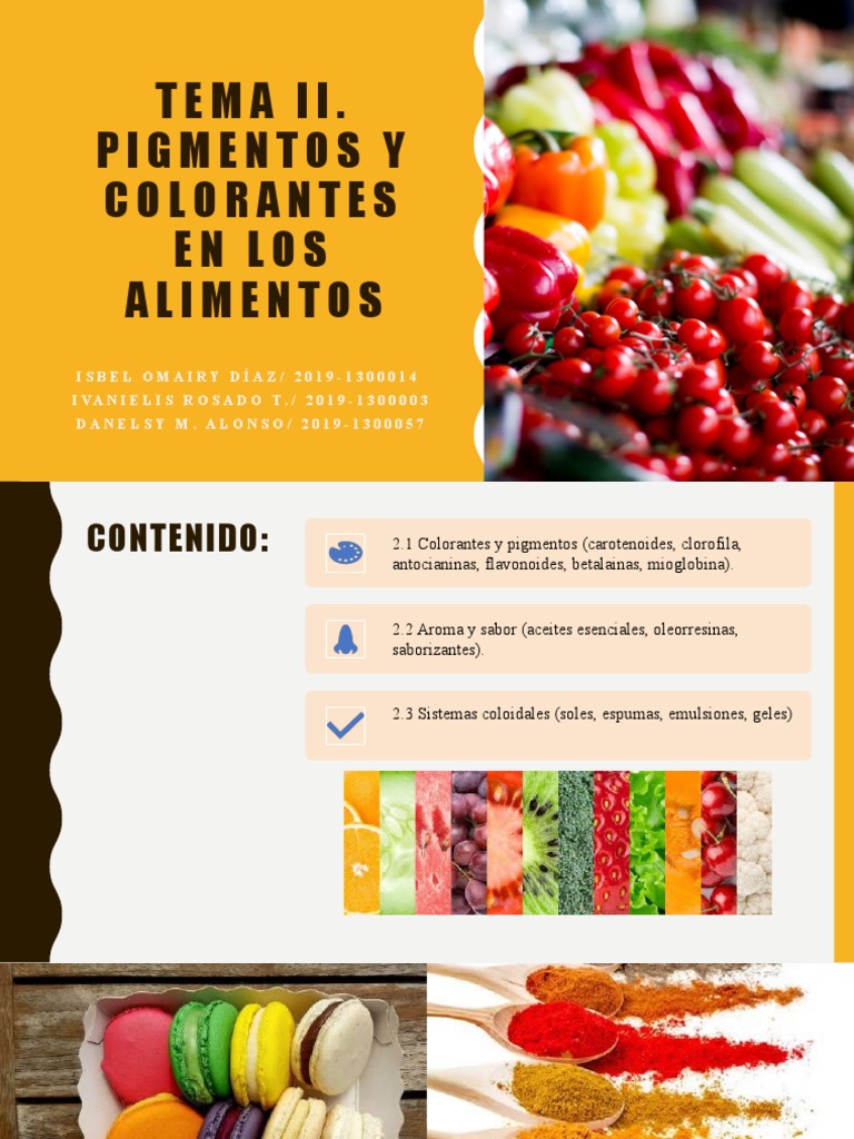 Colorantes Y Pigmentos En Los Alimentos Pdf Coloide Sustancias