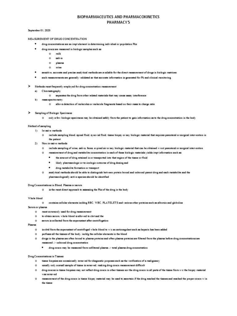 Drug Concentration Measurement Methods | PDF | Pharmacokinetics | Regression Analysis