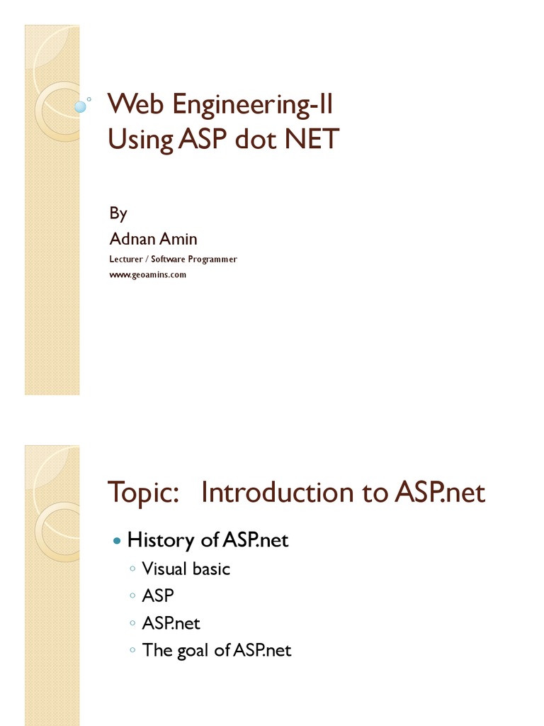 Web Engineering-II Using ASP Dot NET: by Adnan Amin | PDF | Active Server Pages | Internet ...