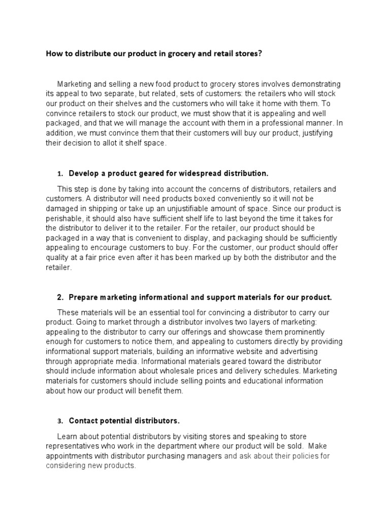 How To Distribute Our Product in Grocery and Retail Stores?: 1. Develop ...