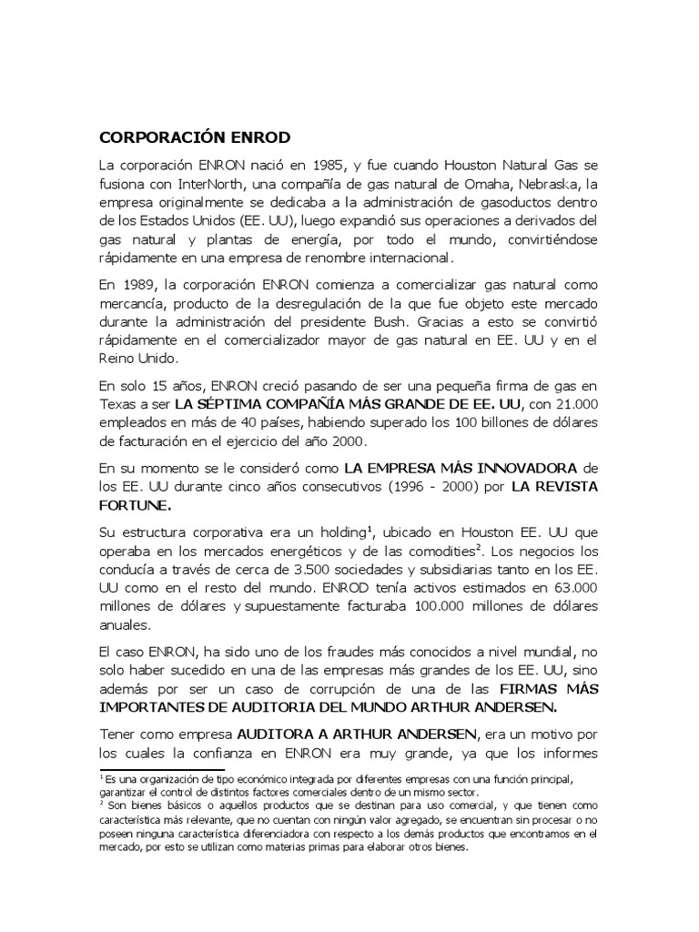 Caso ENROD | PDF | Enron | Auditoría