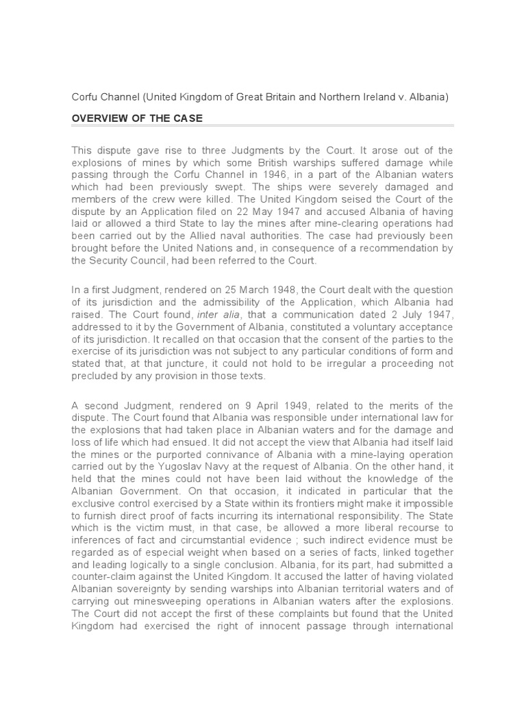 Corfu Channel Case: UK v. Albania | PDF | Justice | Crime & Violence