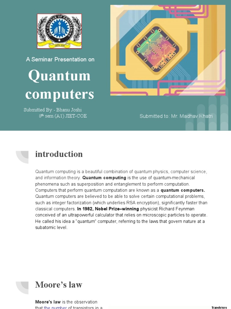 Quantum Computers: A Seminar Presentation On | PDF | Quantum Computing ...