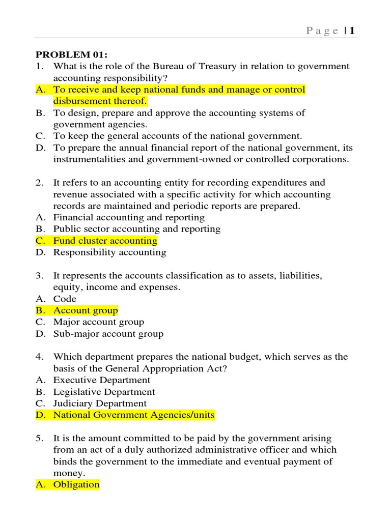 AC - Acctg Gov Quiz 01 Solutions | PDF | Revenue | Debits And Credits