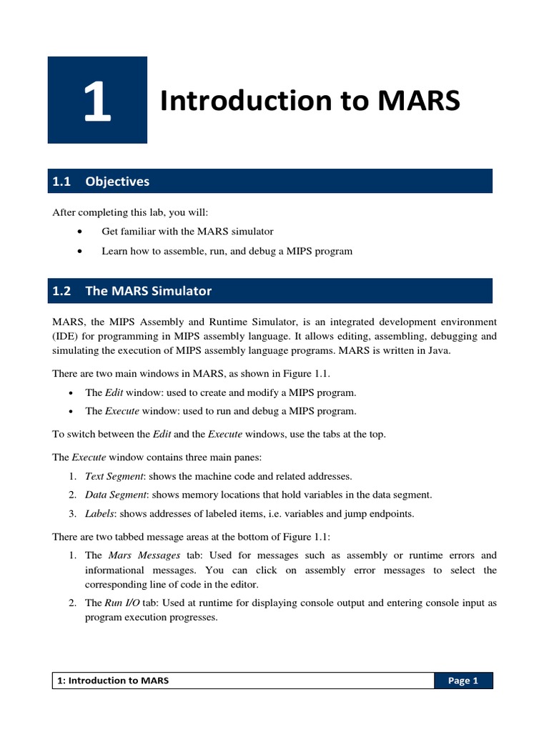 COE301 Lab 1 Introduction MARS | PDF | Integrated Development ... COE301 Lab 1 Introduction MARS | PDF | Integrated Development ...