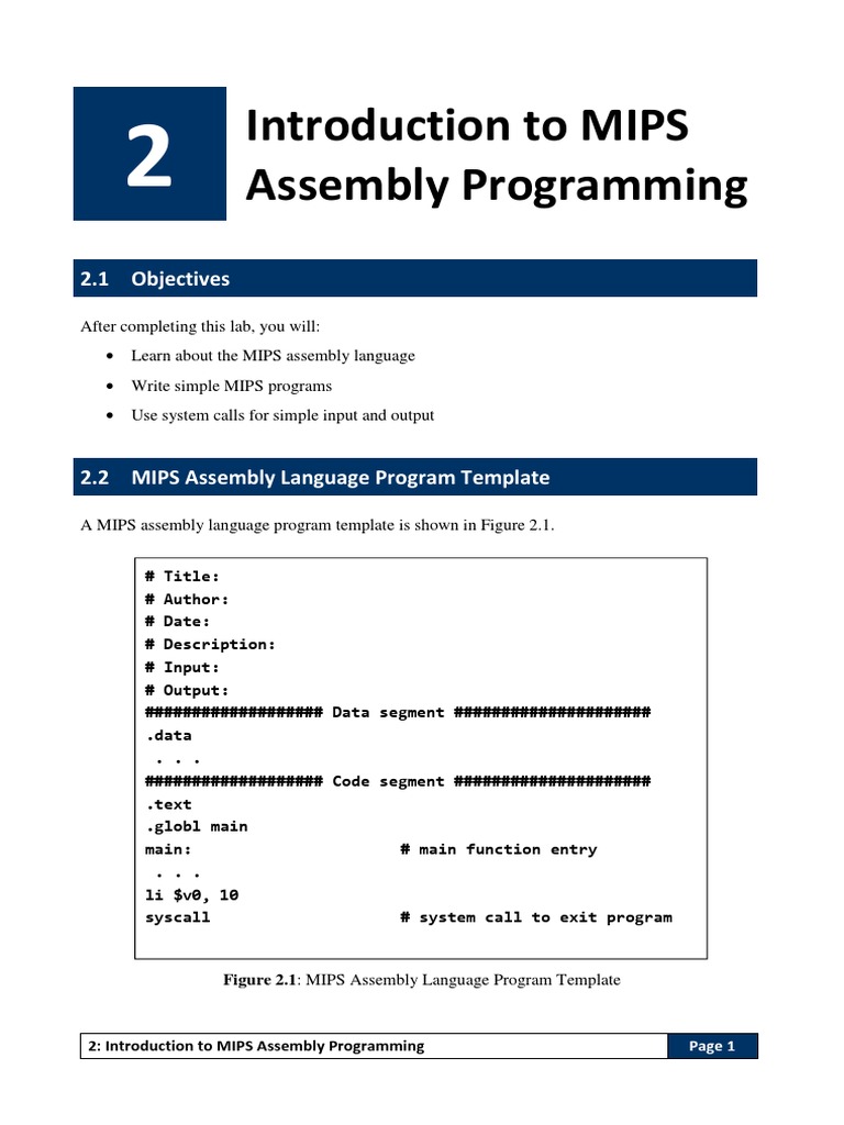 COE301 Lab 2 Introduction MIPS Assembly | PDF | Assembly Language ... COE301 Lab 2 Introduction MIPS Assembly | PDF | Assembly Language ...