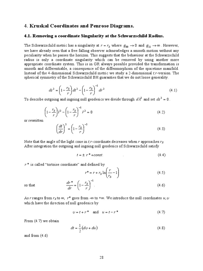Kruskal Coordinates and Penrose Diagrams.: 4.1. Removing A Coordinate ...