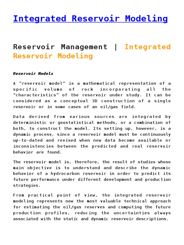 Integrated Reservoir Modelling | PDF