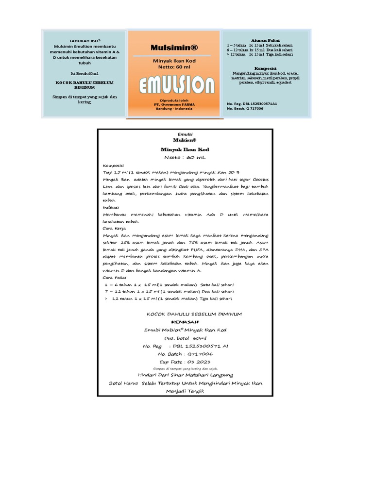 Emulsi Minyak Ikan Gondo | PDF