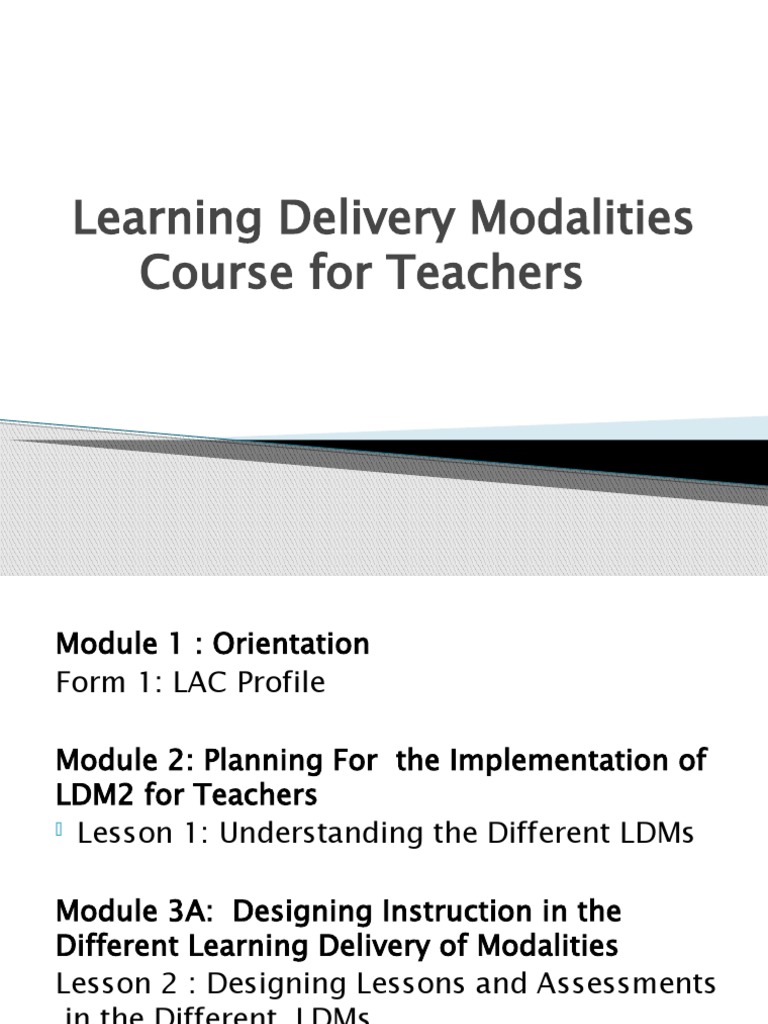 Learning Delivery Modalities Course For Teachers | PDF