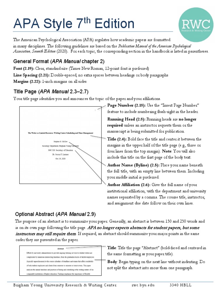 Guiding Students Through APA Style: A Comprehensive Overview of the 7th ...
