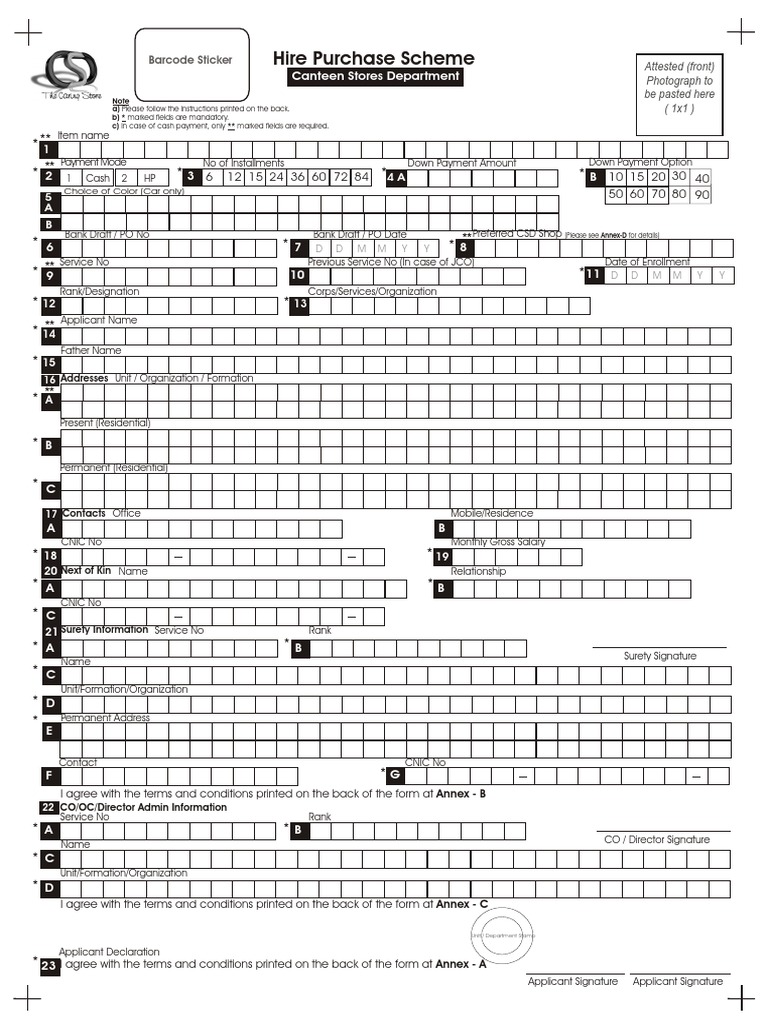 Hire Purchase Scheme: Canteen Stores Department | PDF | Payments | Business
