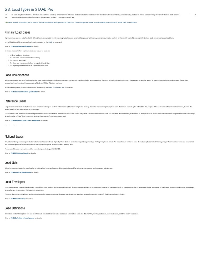 GS. Load Types in STAAD - Pro | PDF | Applied Mathematics | Computer ...