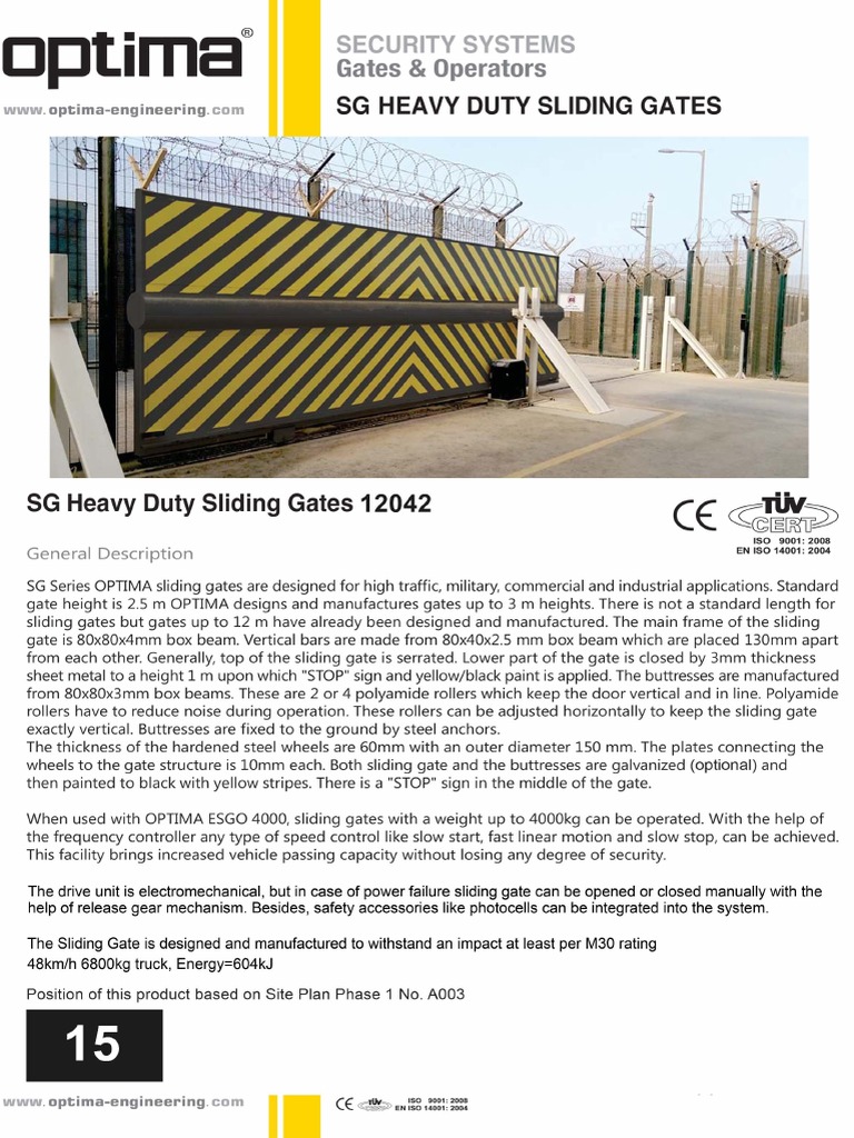 OPTIMA SG-Series Heavy Duty Sliding Gate 12042. Brochure | PDF