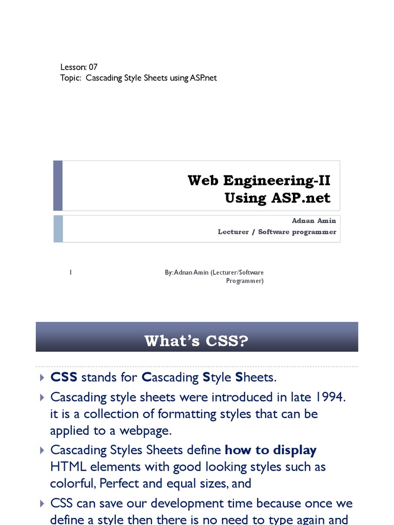 Web Engineering-II: Lesson: 07 | PDF | Cascading Style Sheets | Html ...