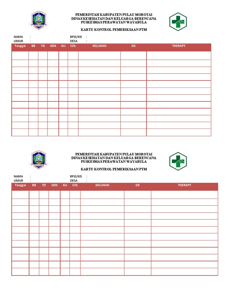 Kartu Kontrol PTM | PDF