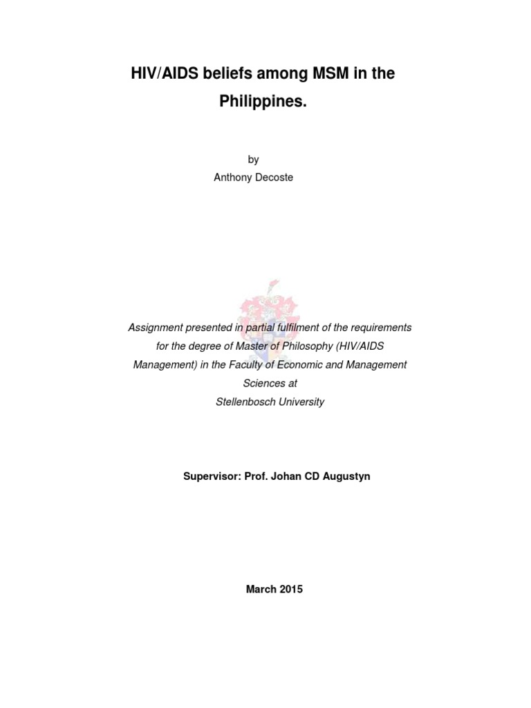HIV/AIDS Beliefs Among MSM in The Philippines.: by Anthony Decoste ...
