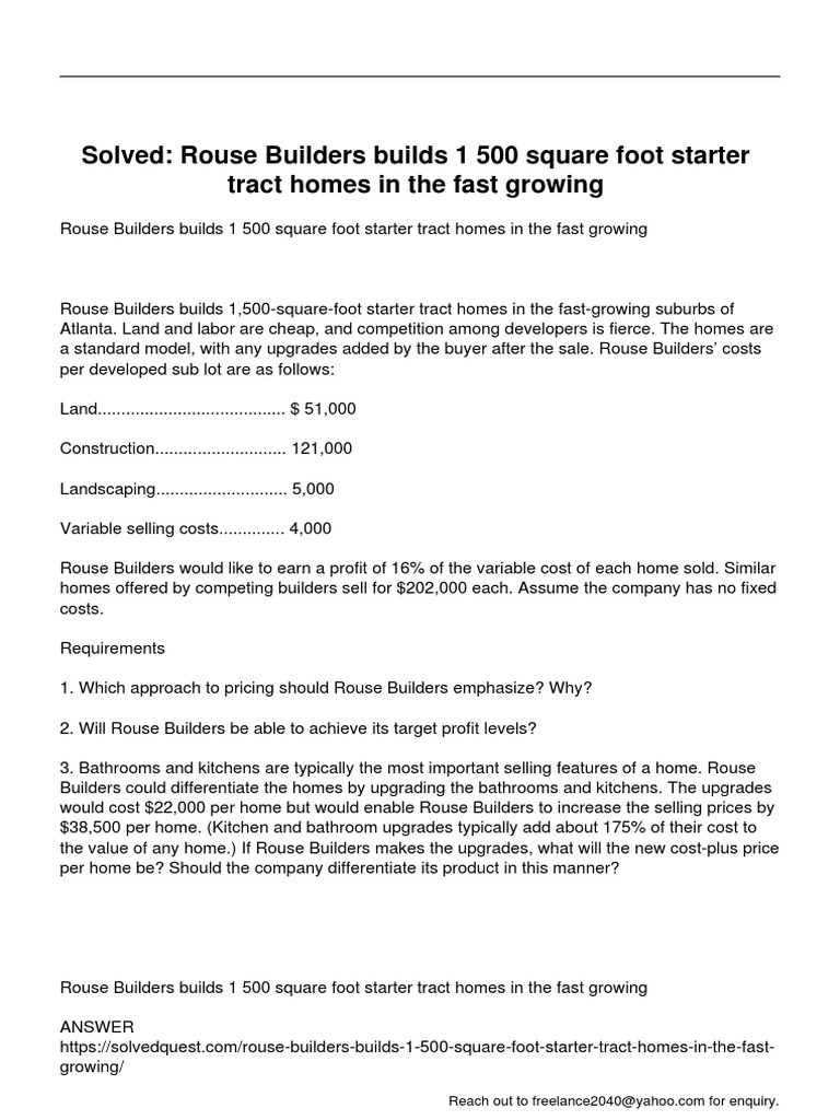 Rouse Builders Builds 1 500 Square Foot Starter Tract Homes in The Fast ...