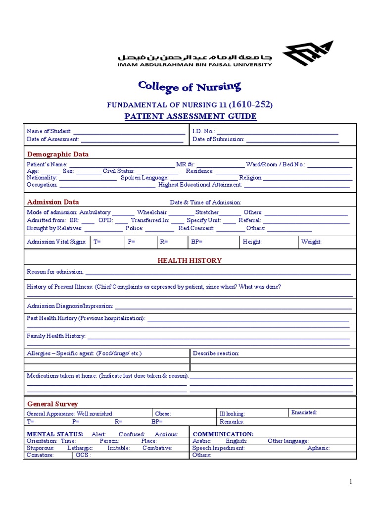 Patient Assessment Guide: Fundamental of Nursing 11 | PDF | Human Nose ...