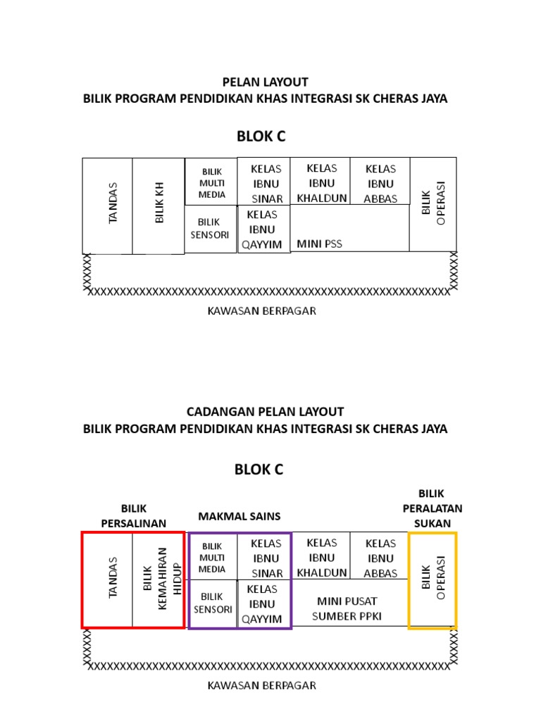 Pelan Layout Bilik Ppki SKCJ New | PDF