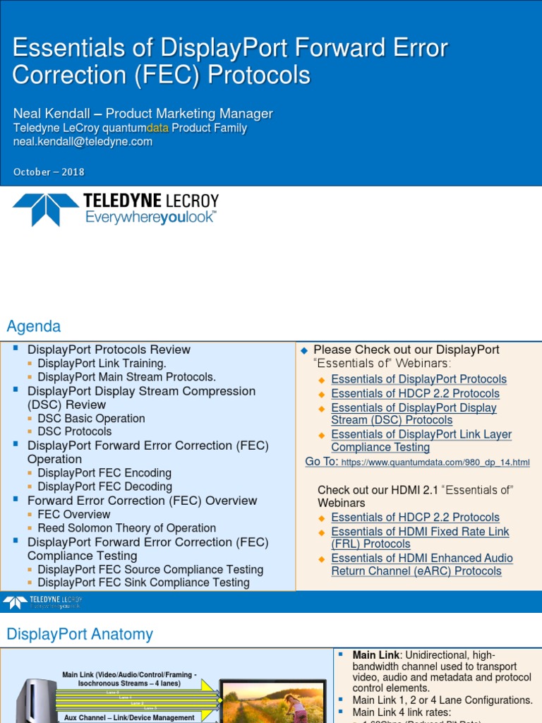 Essentials Displayport Fec Protocols Webinar | PDF | Data Compression ...