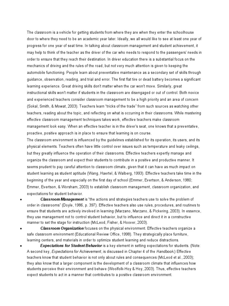 Classroom Management and Organization | PDF | Classroom Management ...