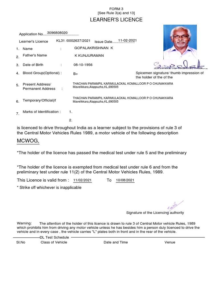 Learner's License | PDF | License | Land Vehicles