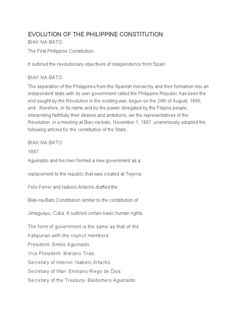 Evolution of The Philippine Constitution | PDF | Philippines | Government