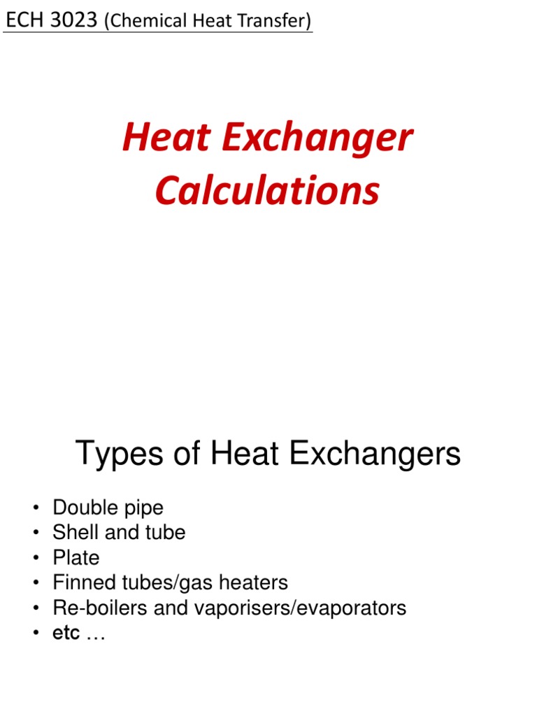 Lecture 3-1 - Heat Exchanger Calculations | Download Free PDF | Heat ...