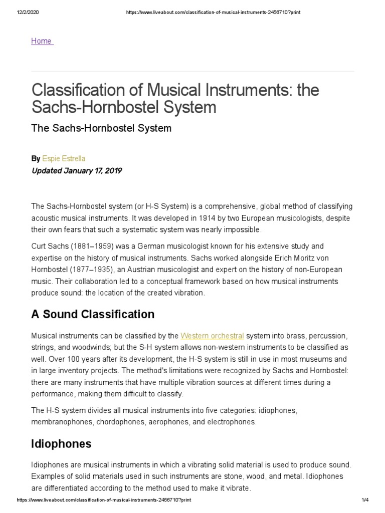 Classification of Musical Instruments: The Sachs-Hornbostel System ...