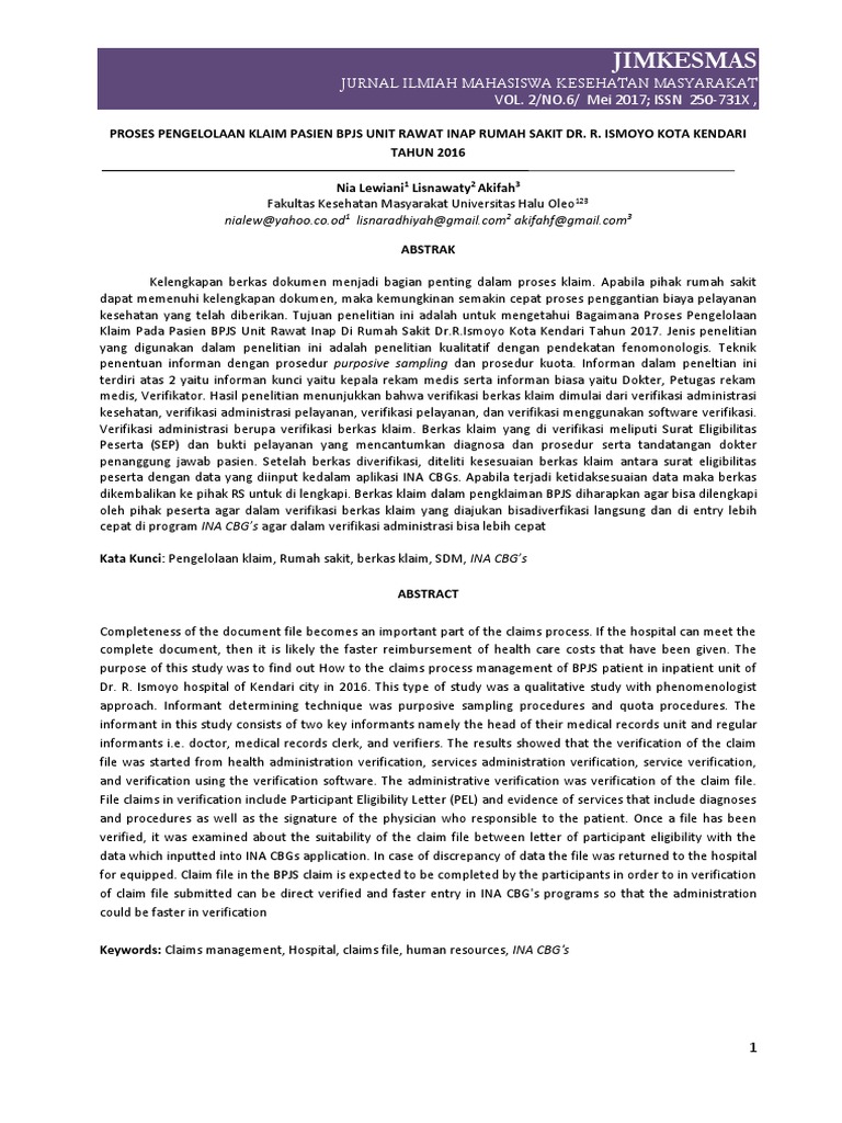 Proses Pengelolaan Klaim Pasien Bpjs Uni | PDF | Pengembangan Diri