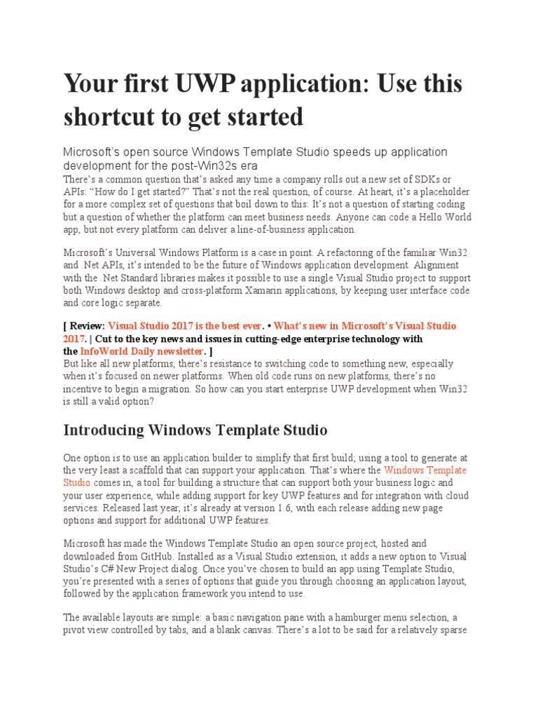 Your First UWP Application | PDF | Web Application | Microsoft Windows