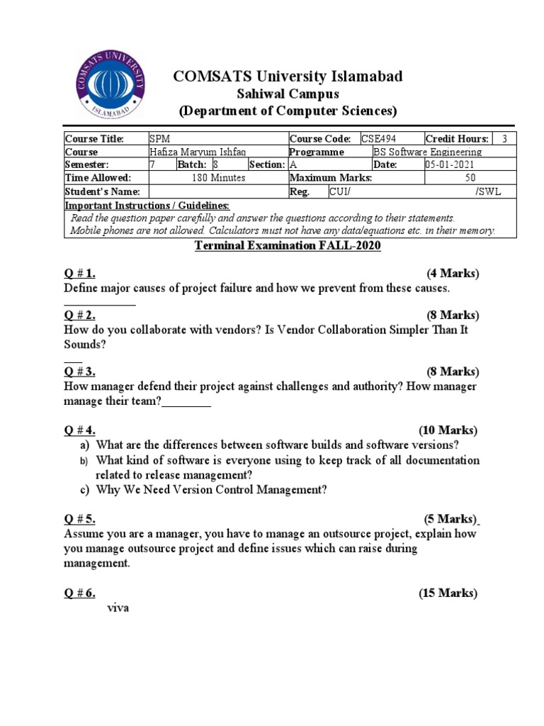 Question Paper Final - SPM | PDF