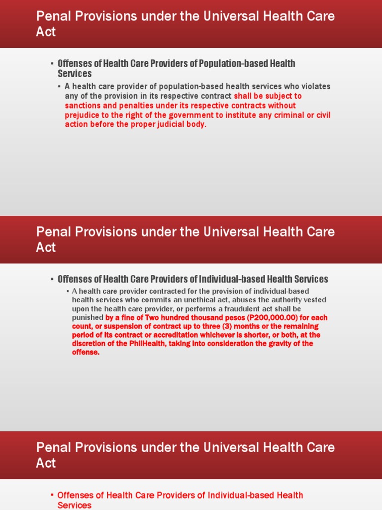 Penal Provisions Under The Universal Health Care Act | PDF | Fine ...