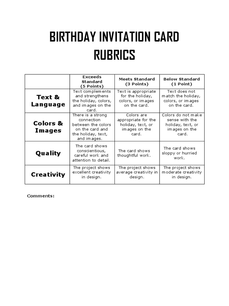 Microsoft Word - GreetingCardRubric | PDF