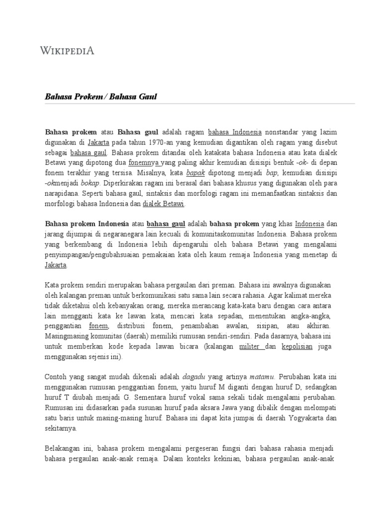 Bahasa Prokem | PDF