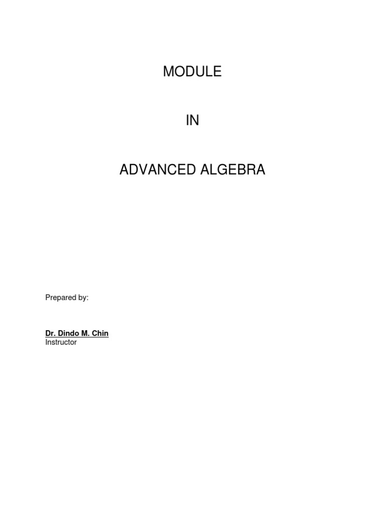 Advanced Algebra | PDF | Equations | System Of Linear Equations