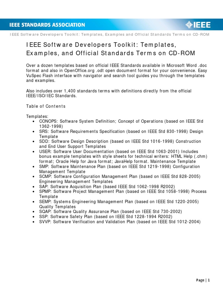 IEEE Software Developers Toolkit: Templates, Examples, and Official ...