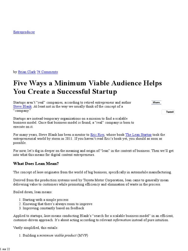 Brian Clark - Entreproducer 2012-03 - Five Ways A Minimum Viable ...
