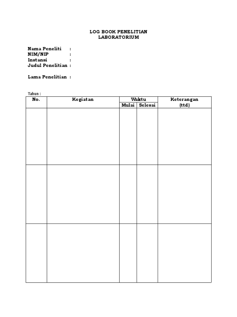 2.b Log Book Penelitian | PDF