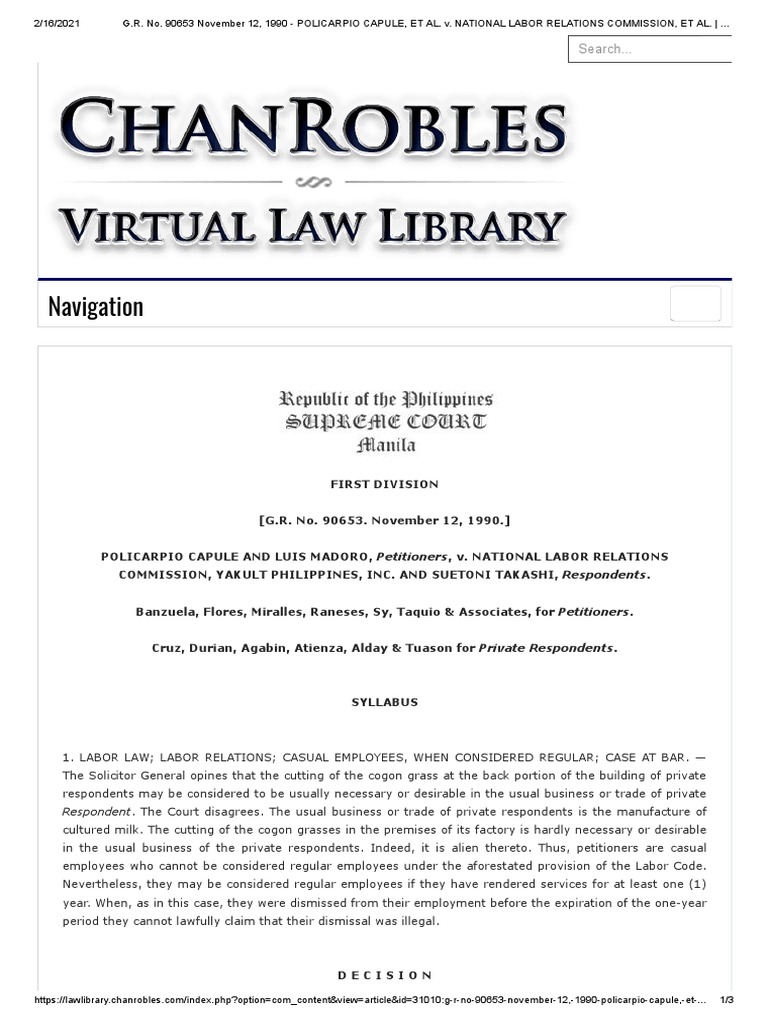 Capule Et - Al. vs. NLRC | PDF | Courts | Employment