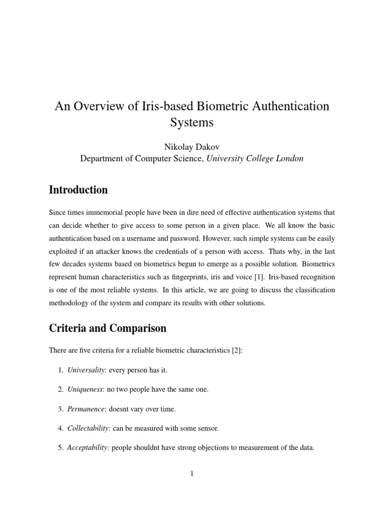 Iris Biometrics for Tech Experts | PDF | Biometrics | Authentication