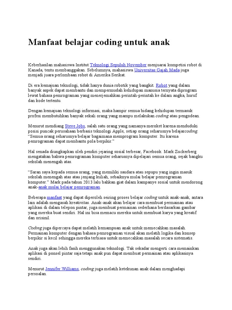 Manfaat Belajar Coding | PDF