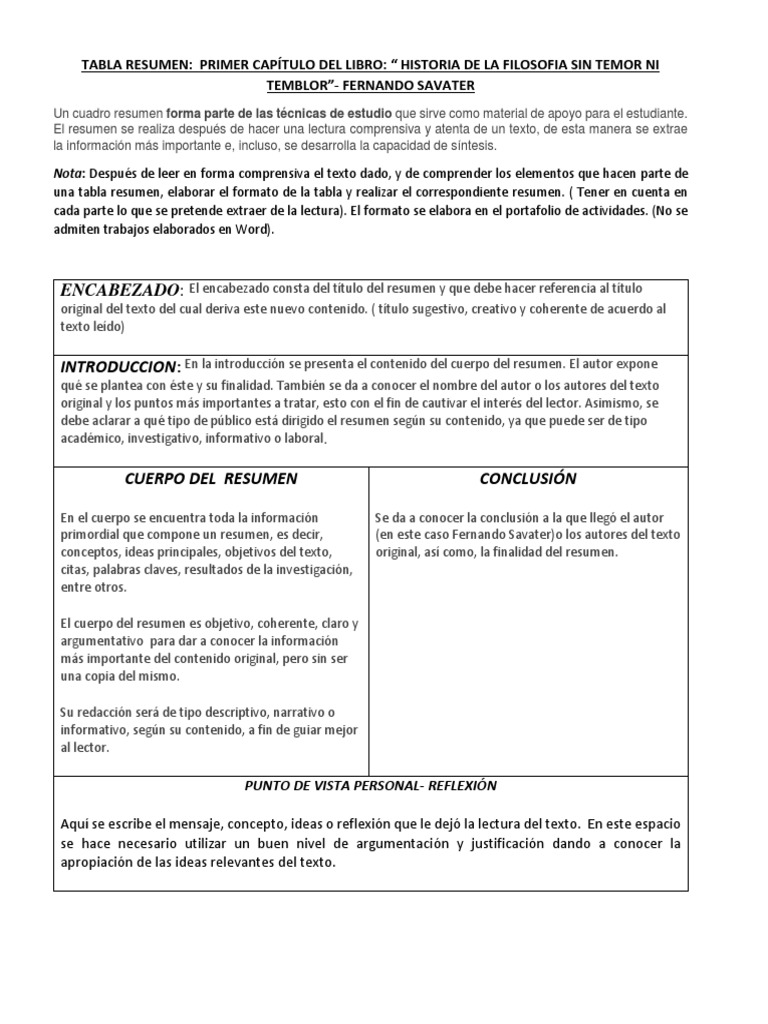 Formato Tabla Resumen - Lectura | PDF | Science | Ciencia y Tecnología