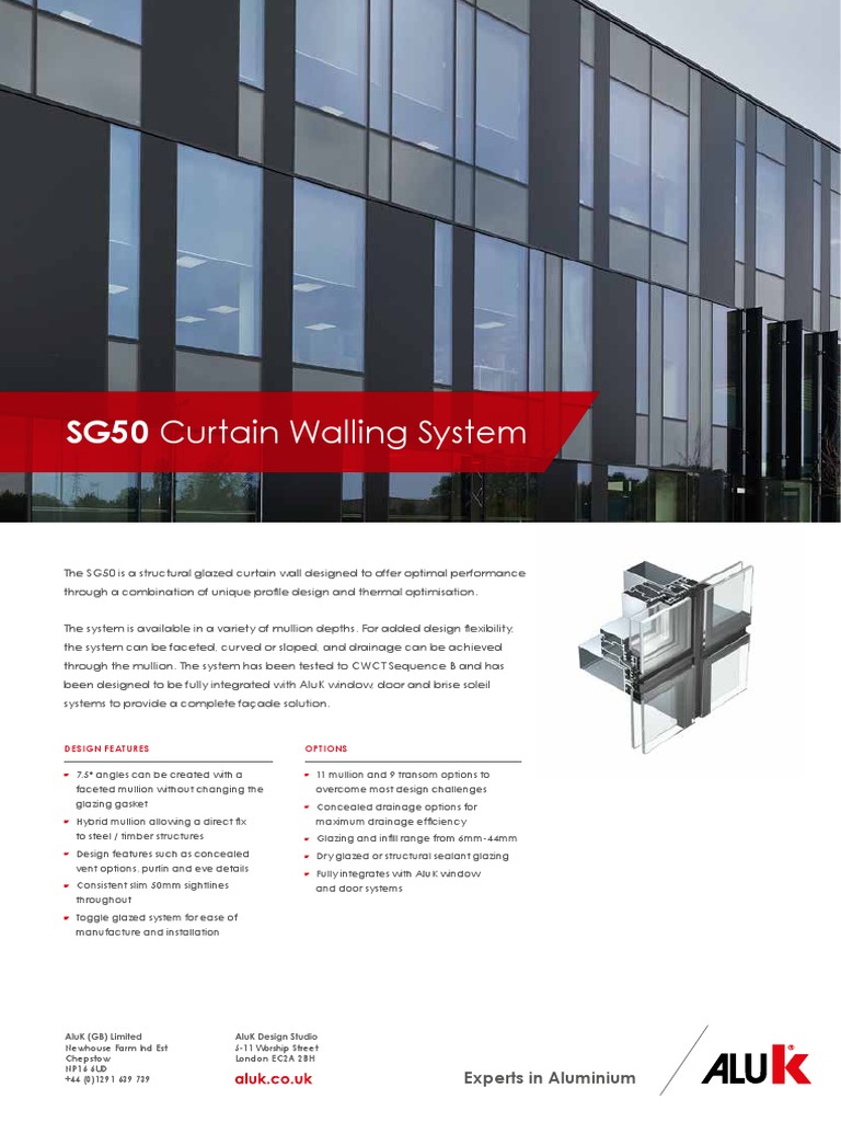 SG50 Curtain Walling System: Experts in Aluminium | PDF | Window ...