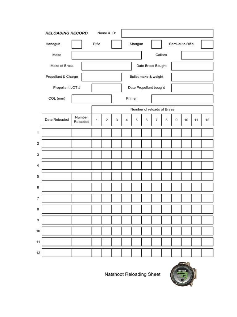 1607808745009-NHSA Reloading Logbook Sheet | PDF