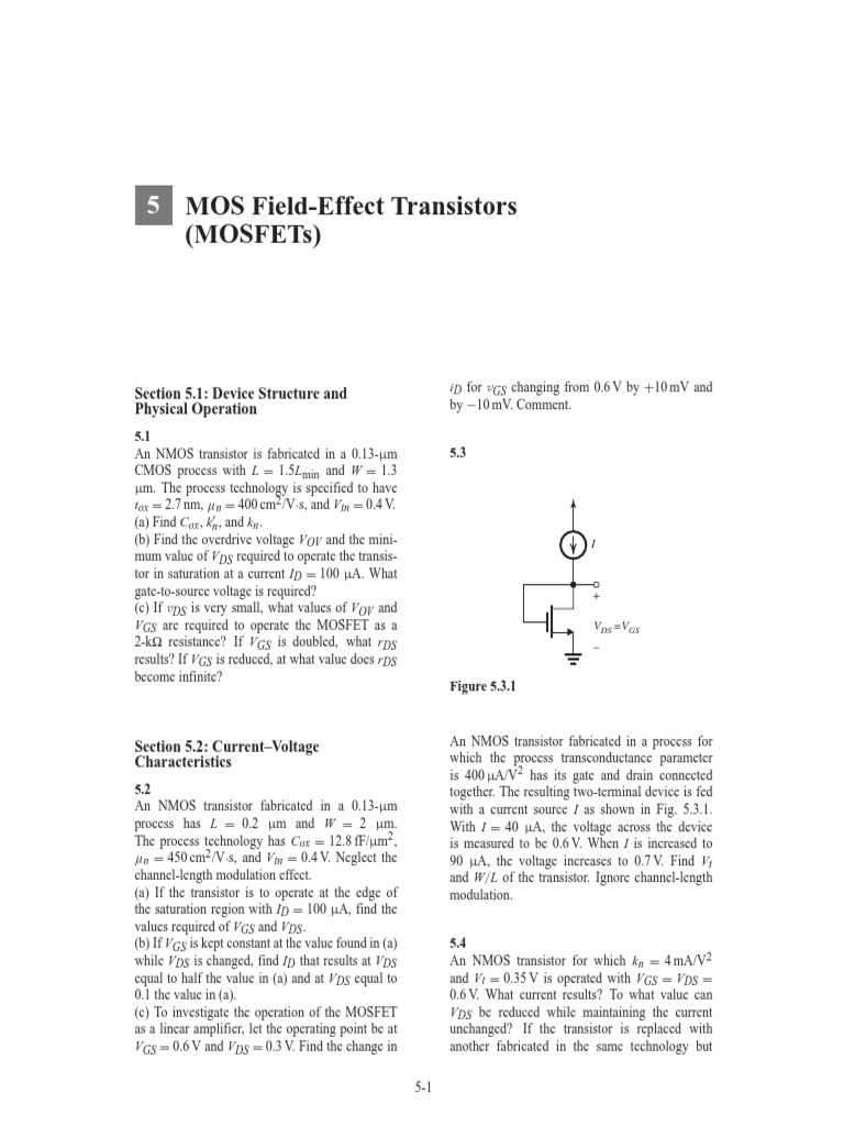 Mos Field-Effect Transistors (Mosfets) : Section 5.1: Device Structure ...